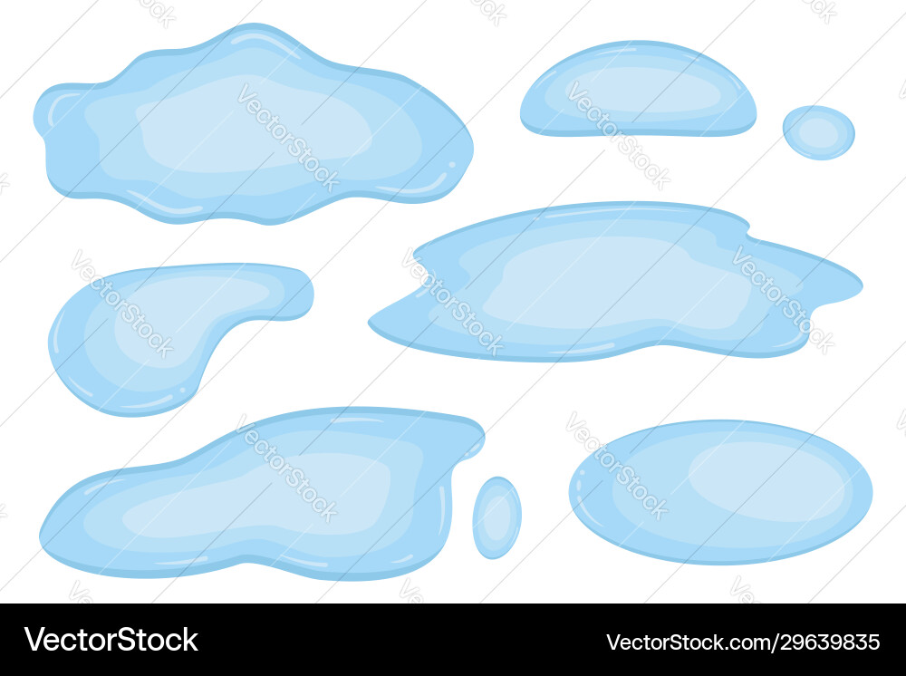 Water puddle set in cartoon style liquid Vector Image