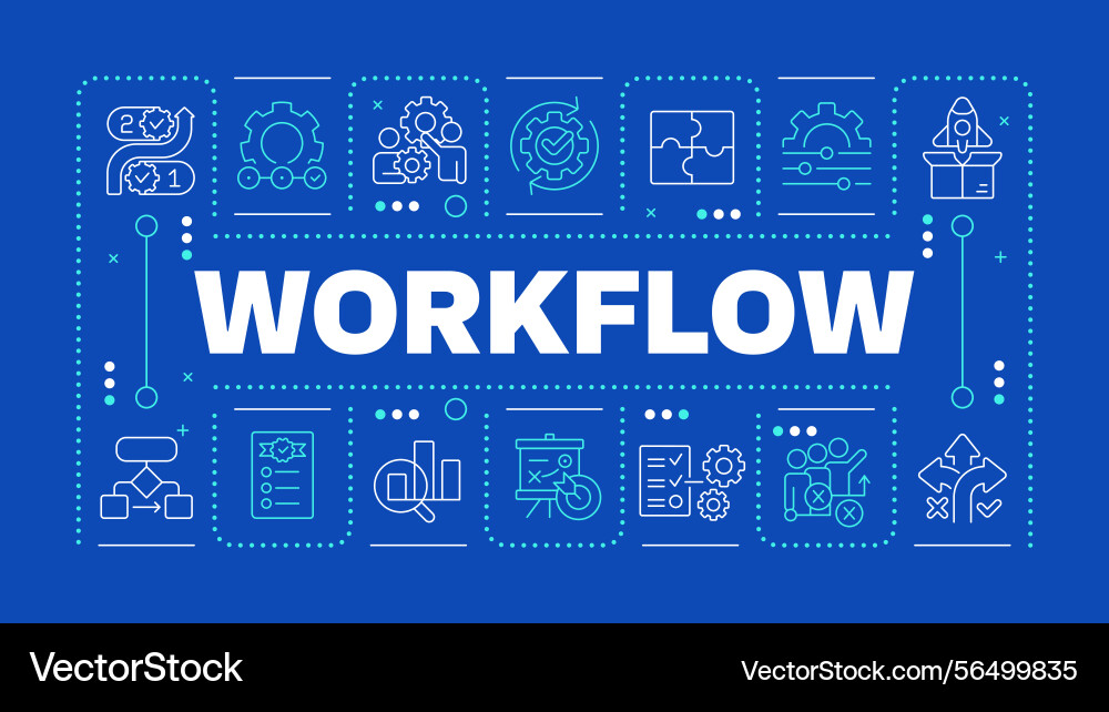Workflow blue word concept Royalty Free Vector Image