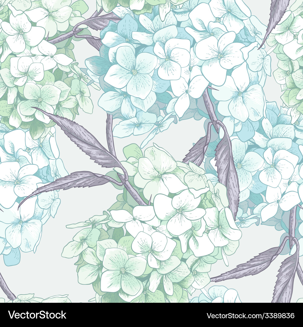 Beautiful blue hydrangea seamless background Vector Image