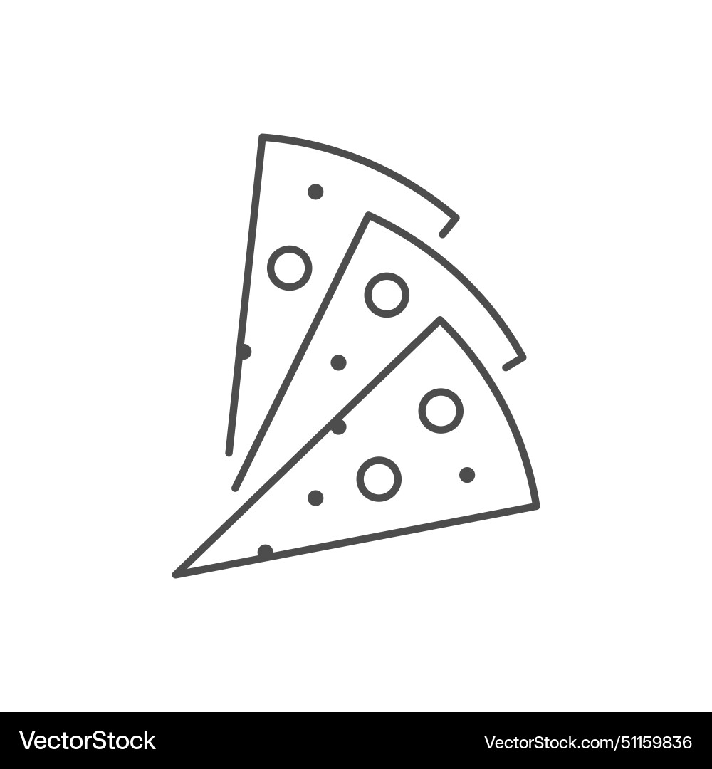 Cheese slice line outline icon Royalty Free Vector Image
