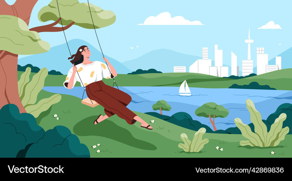 Girl Rope Swing Tree Vector Images (over 100)