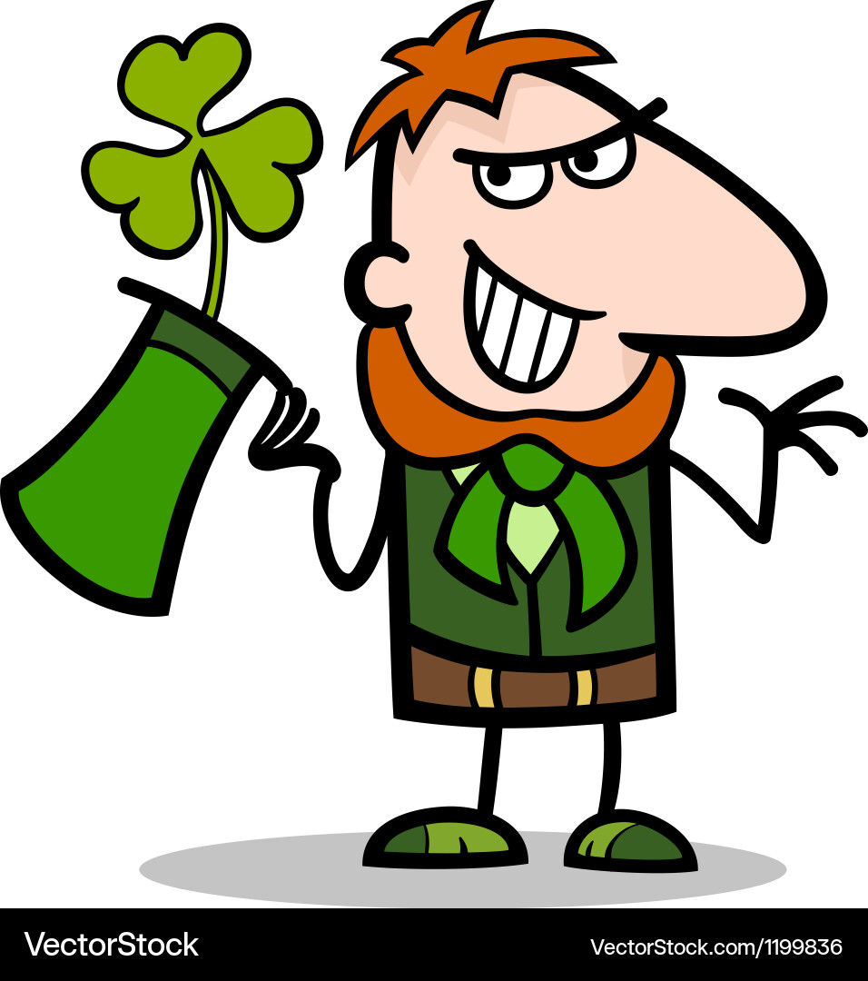 Leprechaun with clover cartoon Royalty Free Vector Image