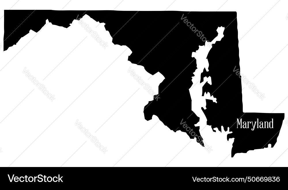 Maryland state map silhouette Royalty Free Vector Image