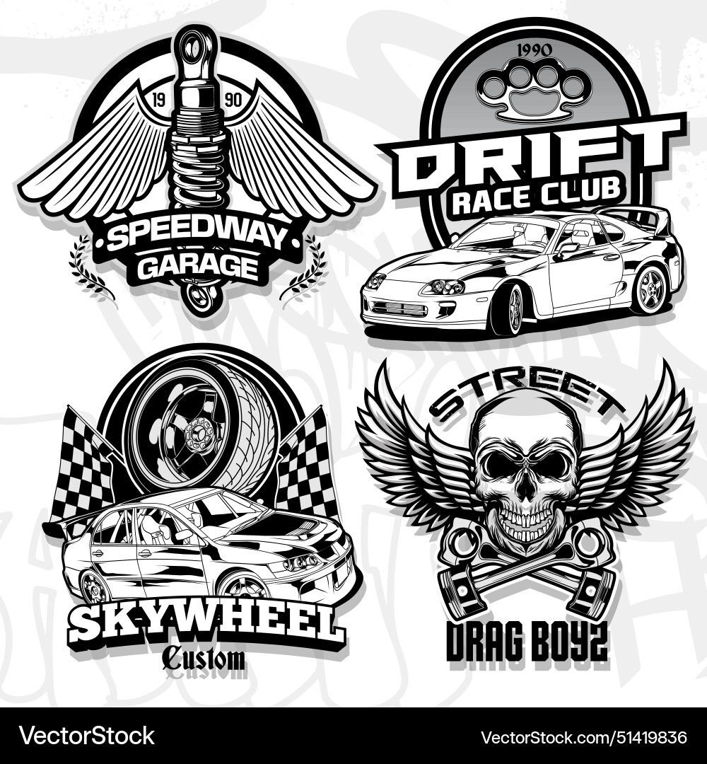 Racing car logo badge 8 Royalty Free Vector Image