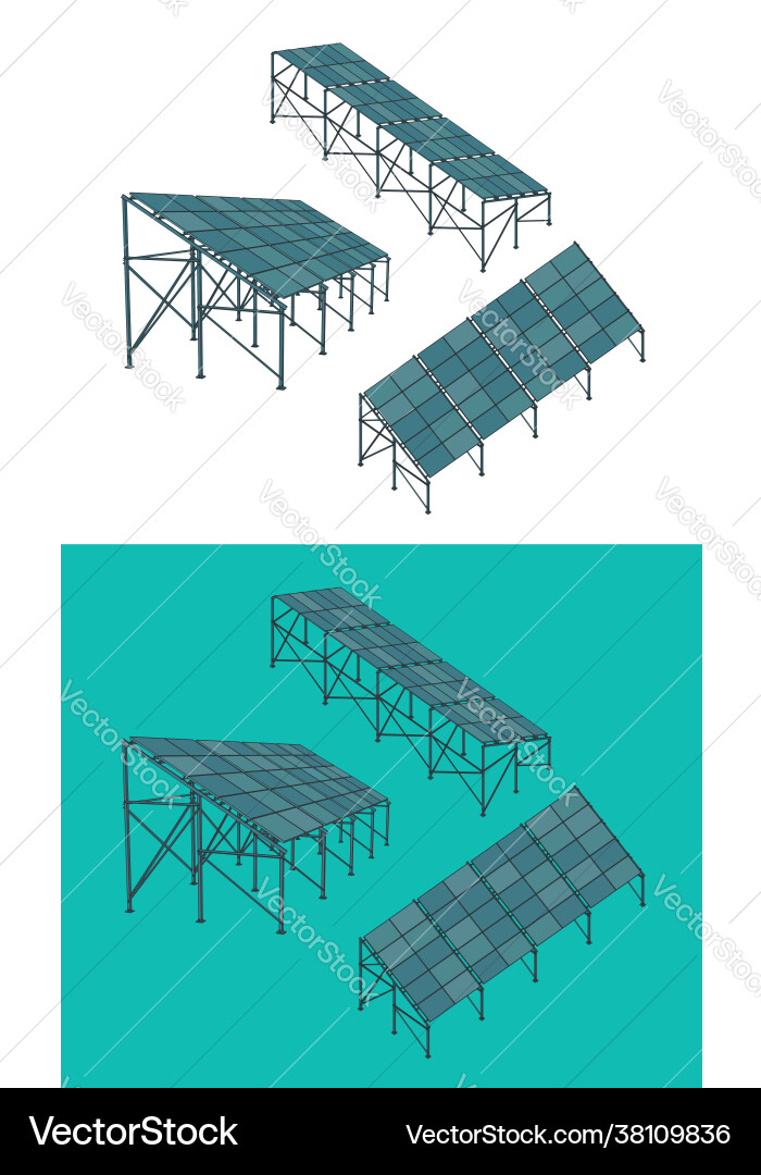 Solar panels color drawings Royalty Free Vector Image