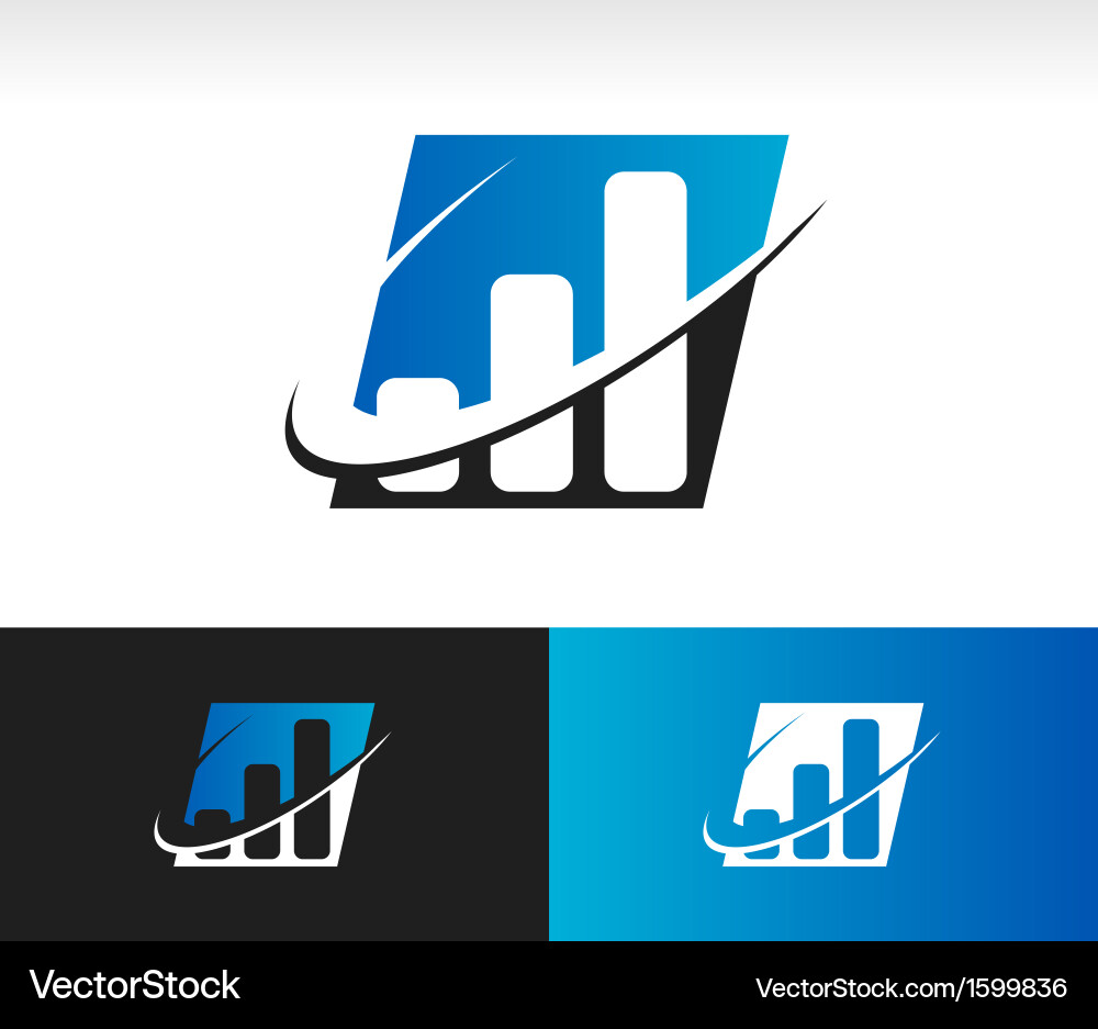 Swoosh bar chart logo icon Royalty Free Vector Image