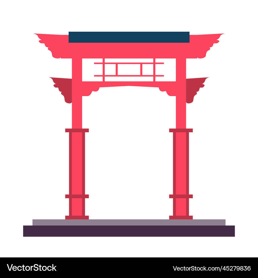 Traditional red gate in old architecture style Vector Image