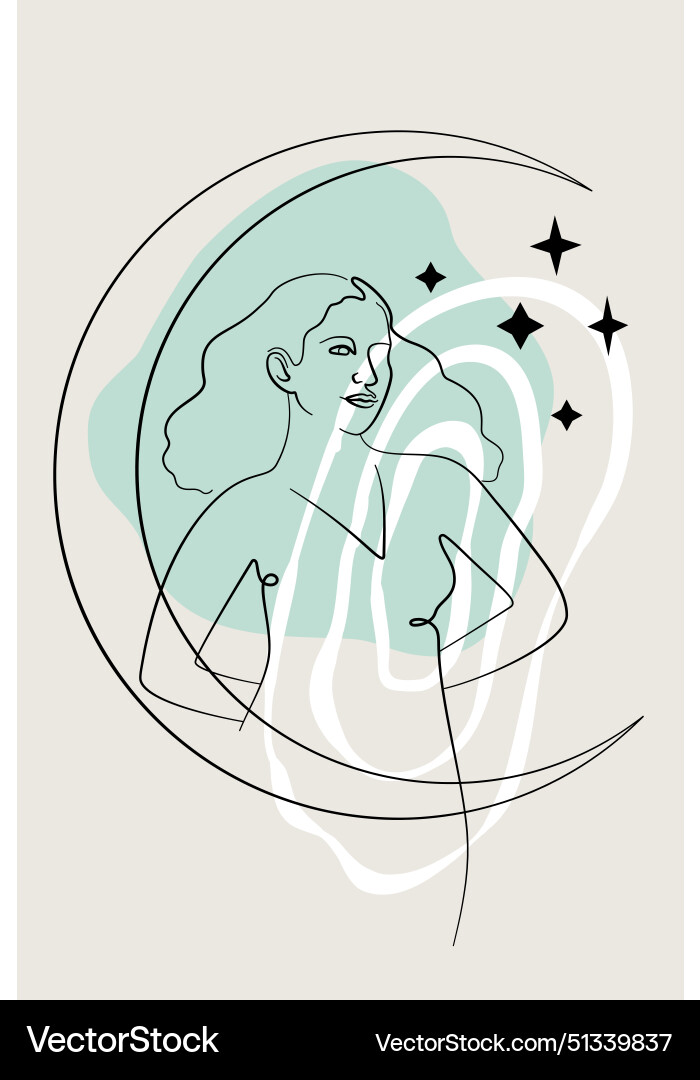 Card or poster with one single line drawing Vector Image