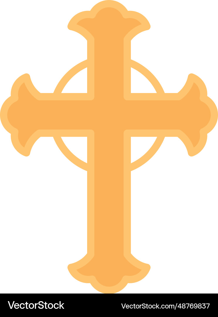 Catholic cross golden bright Royalty Free Vector Image