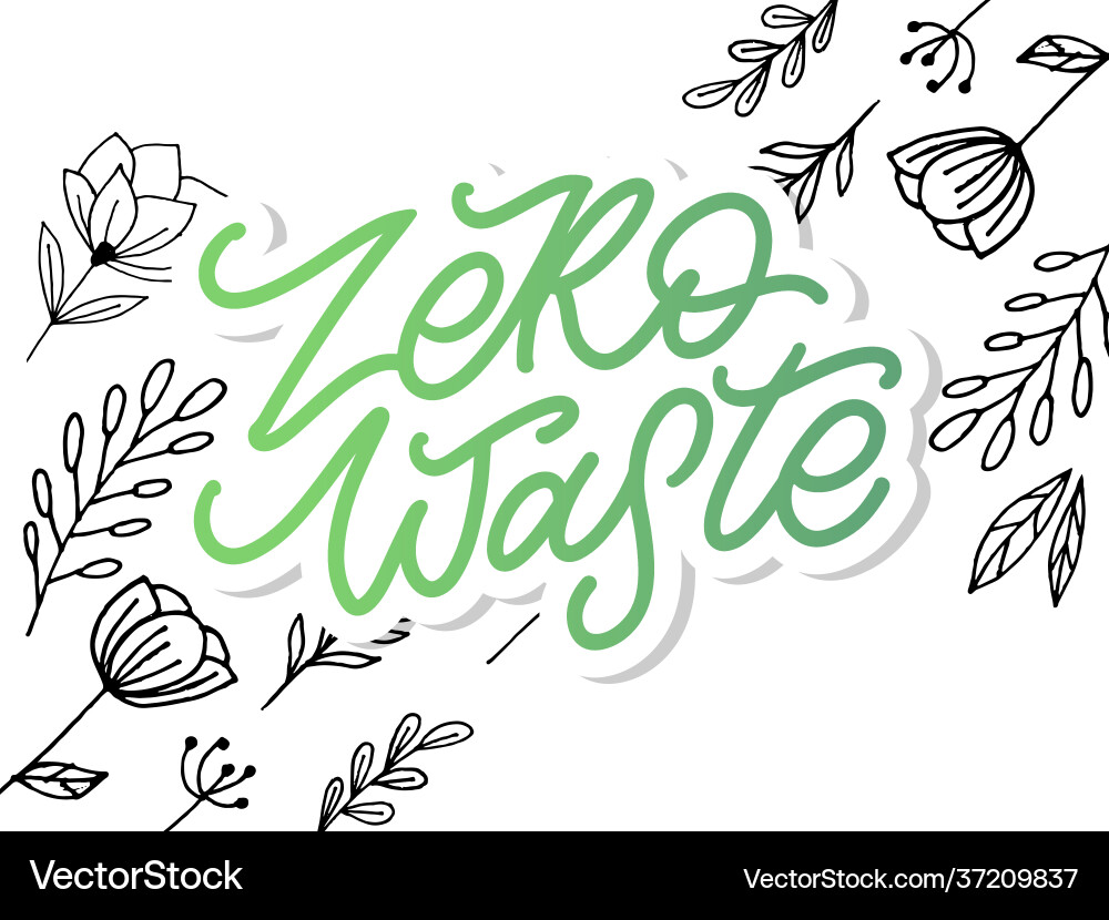 Concept zero waste handwritten text title sign Vector Image