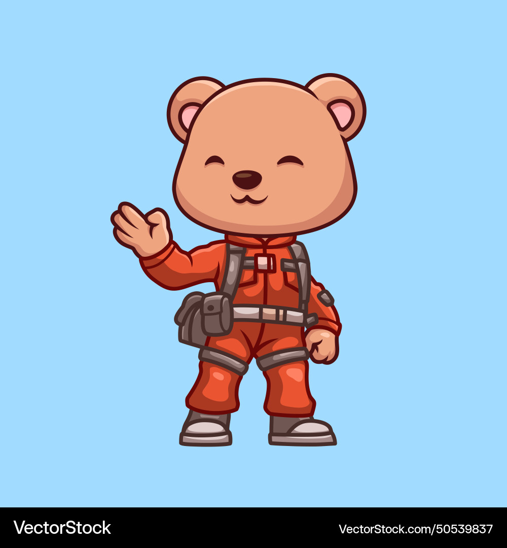 Firefighter bear cute cartoon character Royalty Free Vector