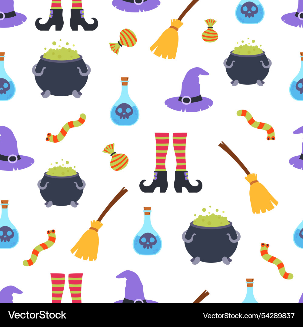 Halloween witches seamless pattern Royalty Free Vector Image