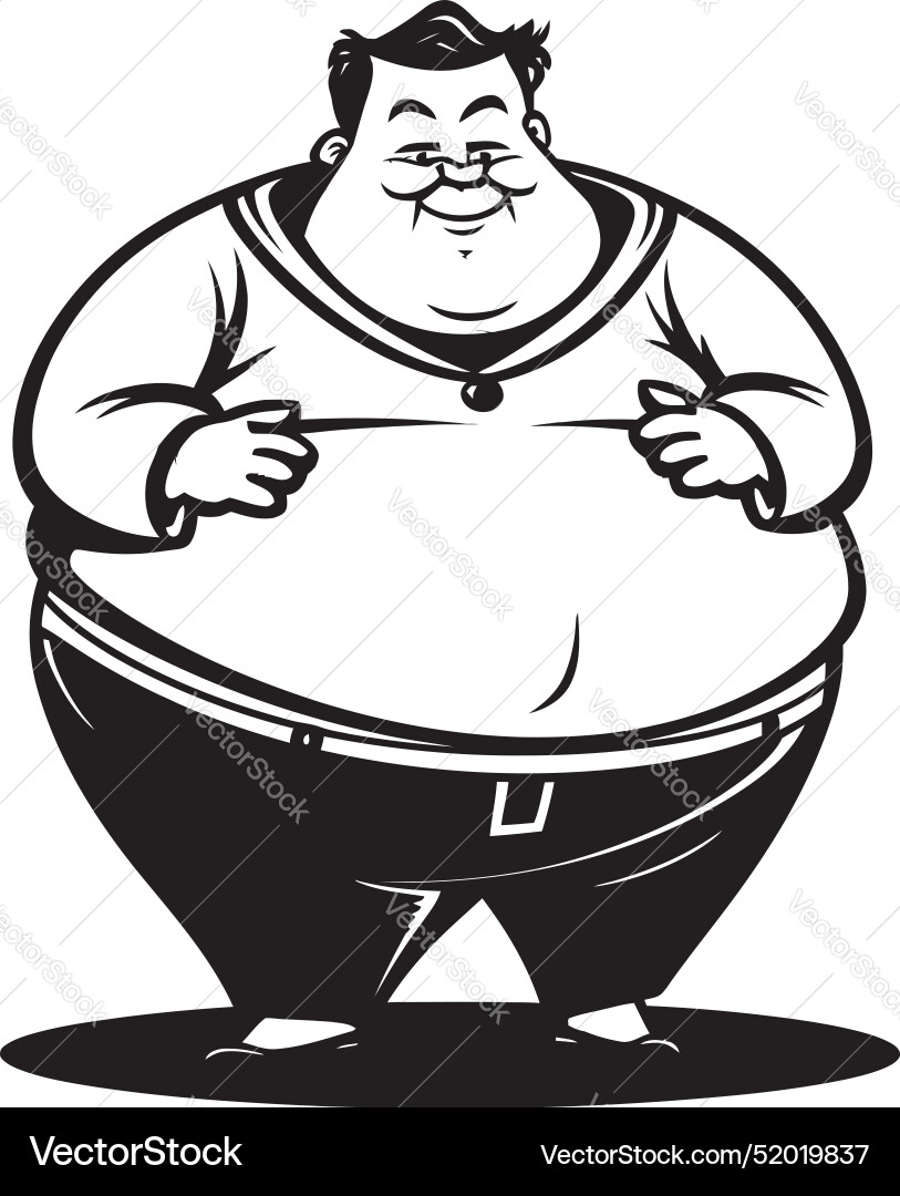 Hefty silhouette black emblem round render fat Vector Image