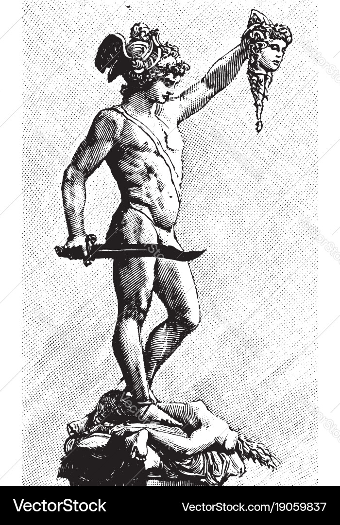 Perseus sculpture holding a decapitated head Vector Image