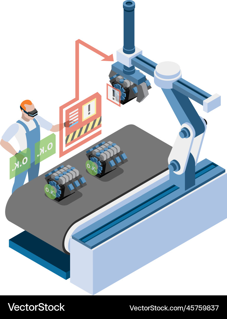 Smart Manufacturing Quality Assurance Royalty Free Vector