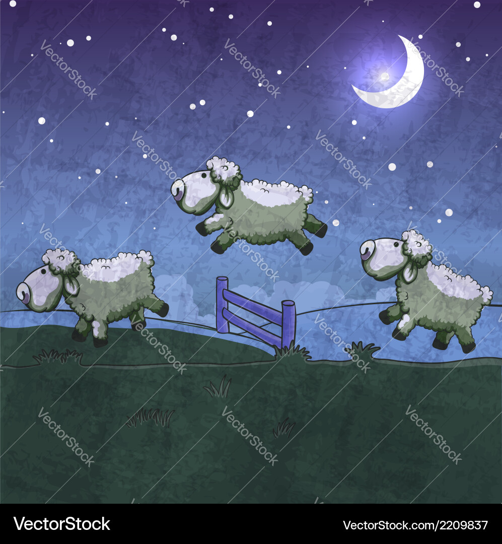 Three sheep jumping over the fence Royalty Free Vector Image