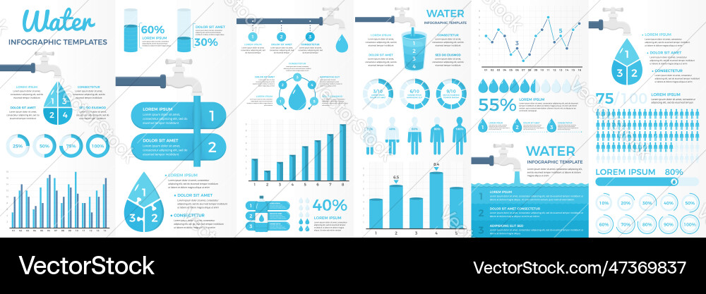 Water infographics templates Royalty Free Vector Image