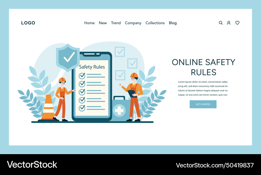 Workers reviewing digital safety Royalty Free Vector Image