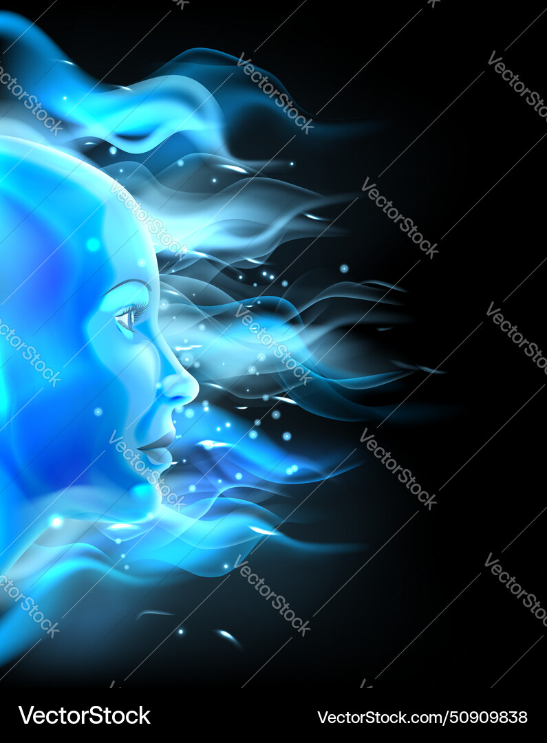 Blue fire face concept Royalty Free Vector Image