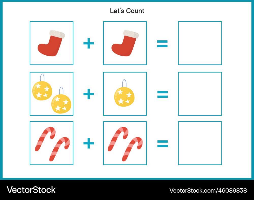 Christmas addition math game for kids learn Vector Image