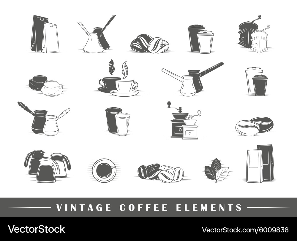 Retro coffee elements Royalty Free Vector Image
