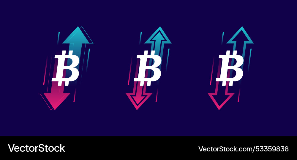 Up and down trend arrows with bitcoin sign Vector Image