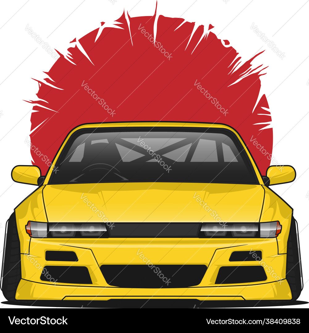 Yellow classic japan car Royalty Free Vector Image