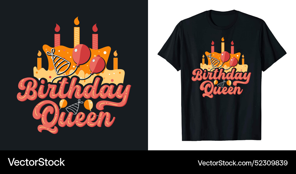 Birthday queen colorful quote design Royalty Free Vector