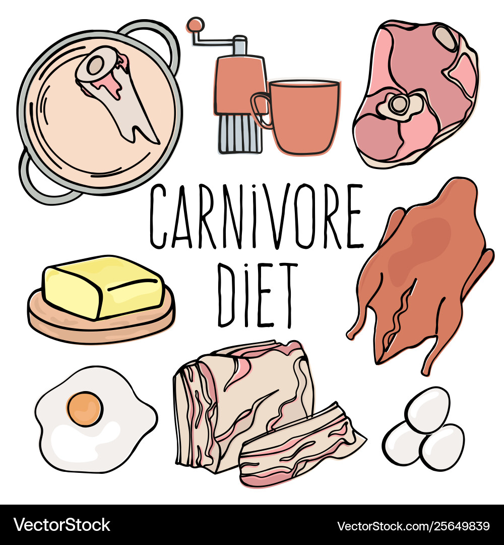 Carnivore menu organic healthy diet Royalty Free Vector