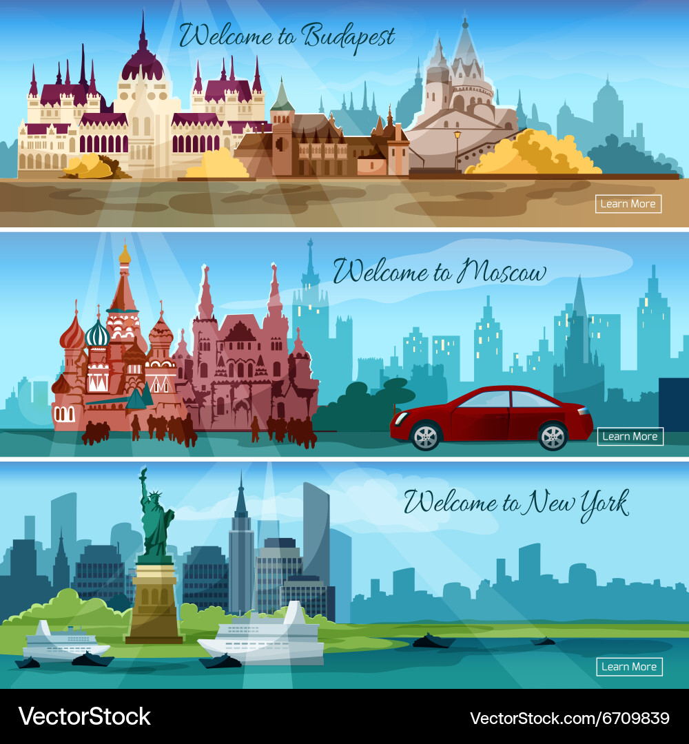 City Skyline Banners Royalty Free Vector Image