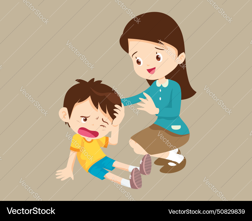 Comforting sad children with parent Royalty Free Vector