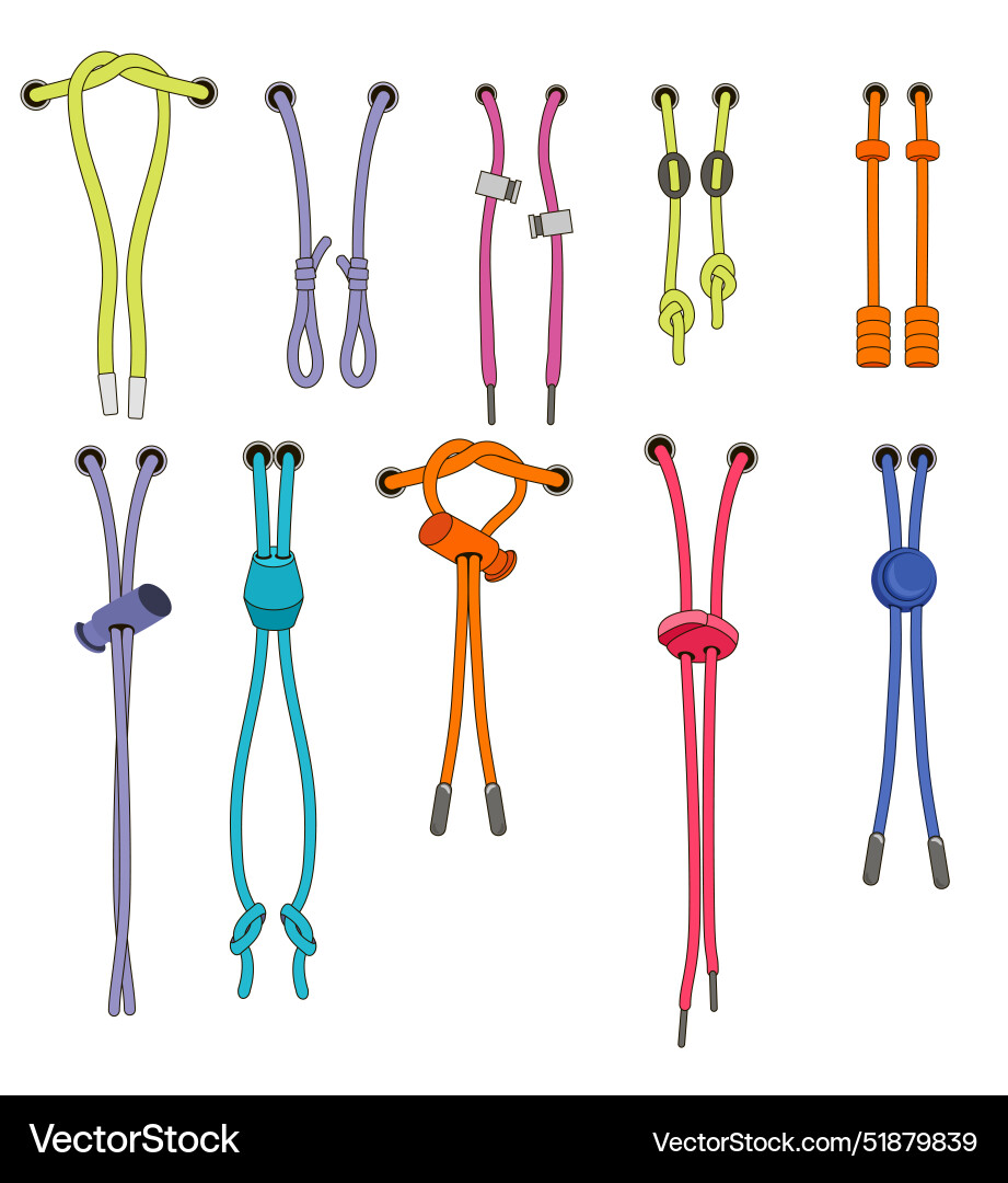 Drawstring cord stopper flat set of drawstrings Vector Image