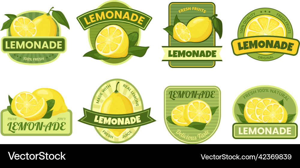 Fresh Lemonade Labels & Tags Royalty Free Vector Image