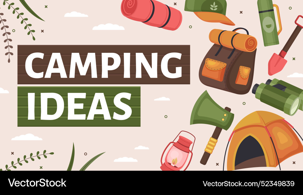 Hand drawn camping template design Royalty Free Vector Image