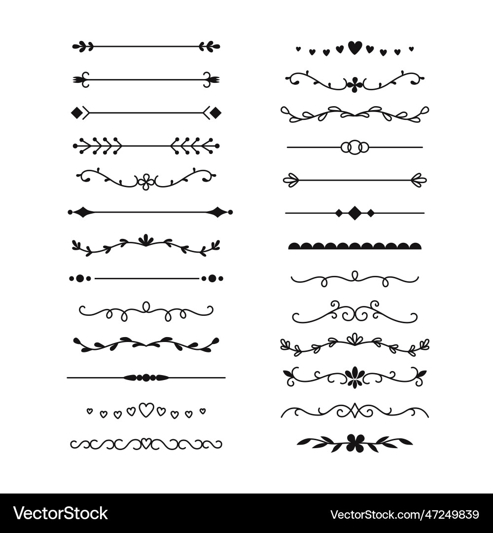 Set of hand drawn dividers borders lines Vector Image