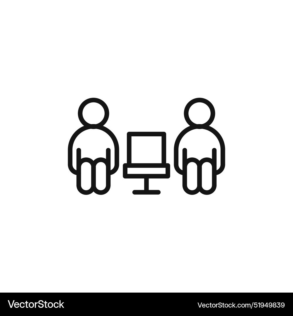 Social distancing sitting logo sign outline Vector Image