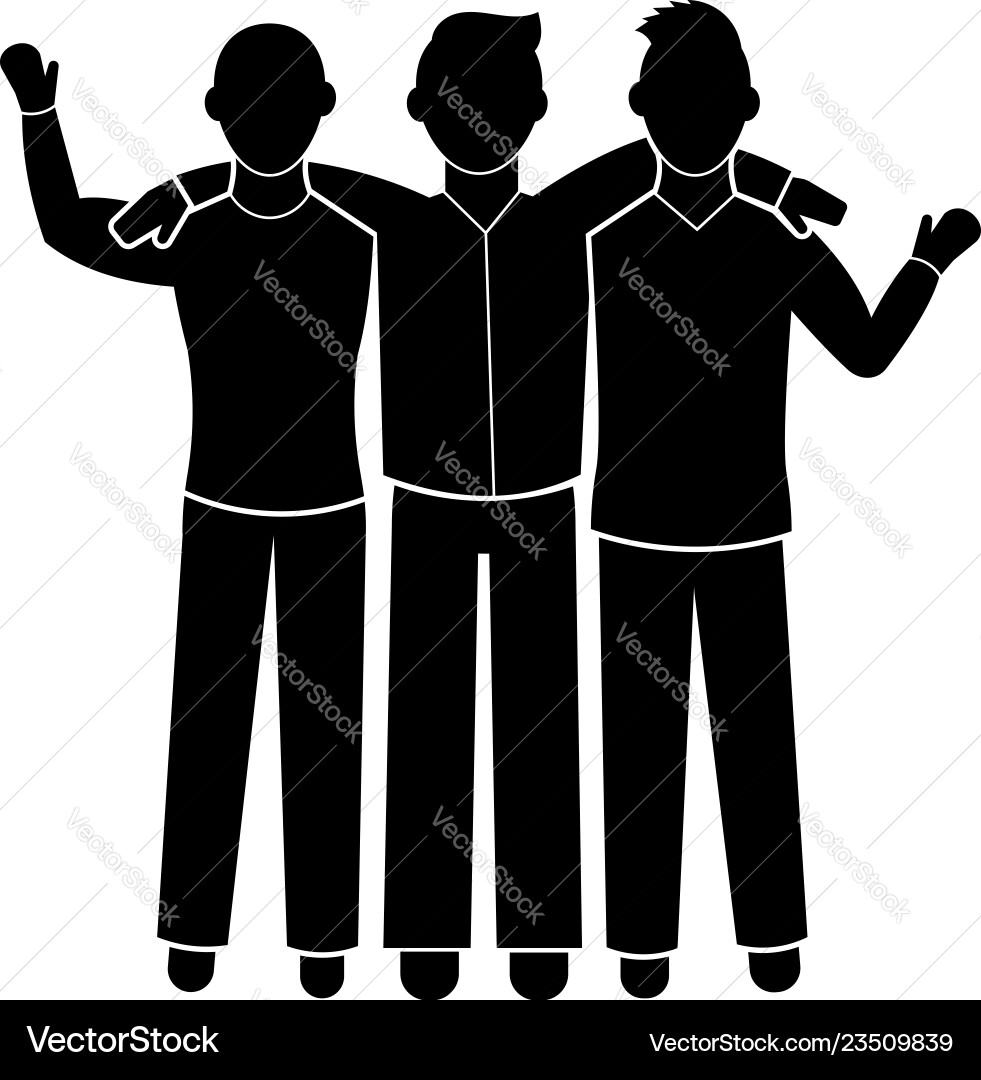 Three friend brotherhood icon simple style Vector Image