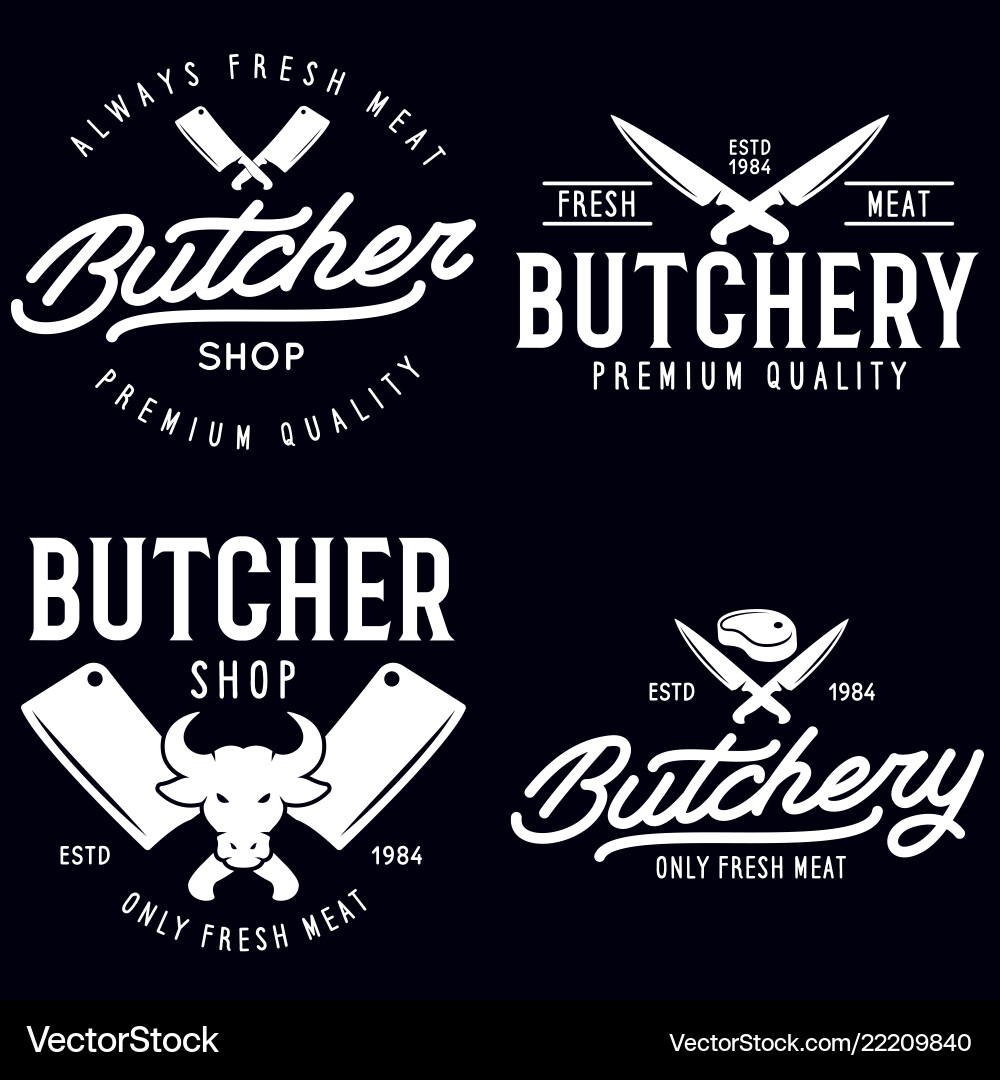 Metzger Shop Etiketten Badges Embleme Set Metzgerei