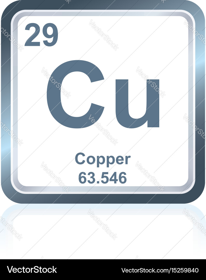 Chemical element copper from the periodic table Vector Image