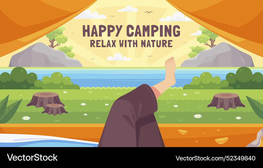 Hand drawn camping template design Royalty Free Vector Image
