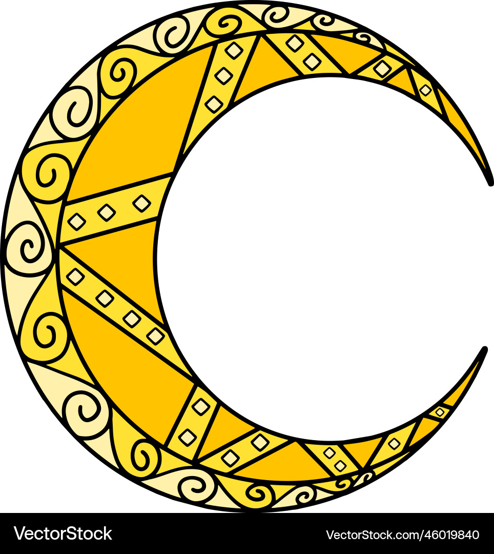 Ramadan crescent moon cartoon colored clipart Vector Image