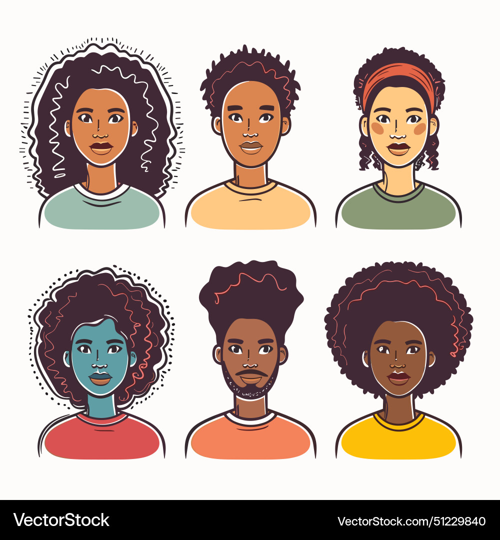 Six diverse african characters three women Vector Image