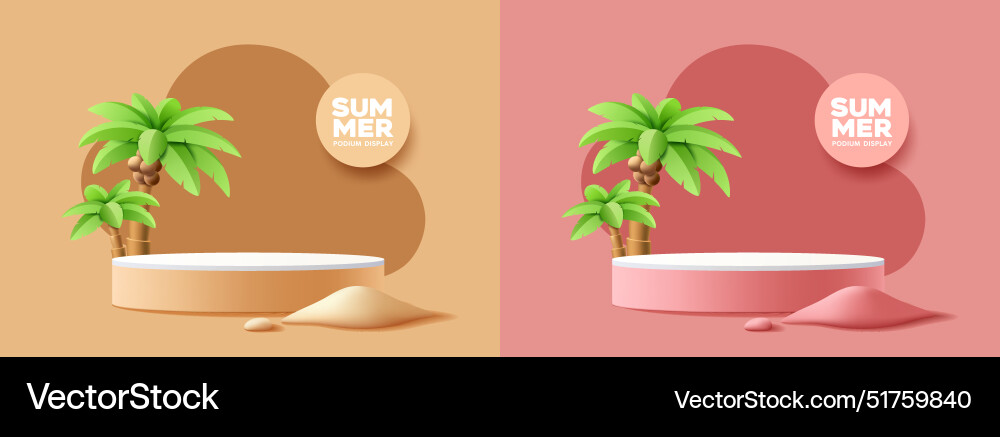 Summer podium display brown and pink two design Vector Image