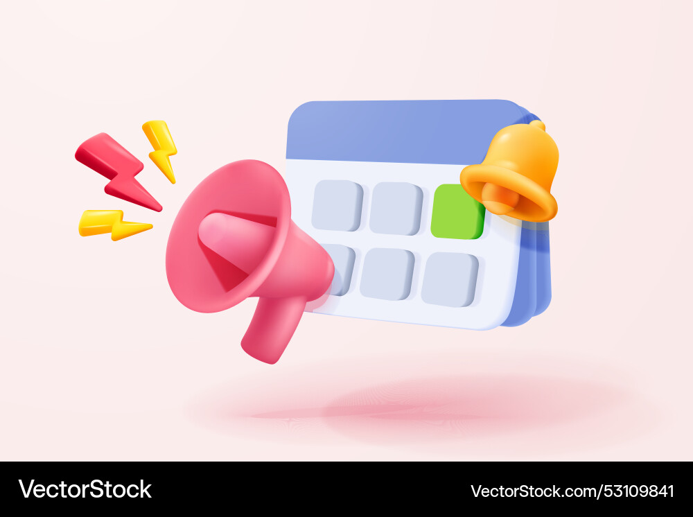 3d calendar date and time for reminder day Vector Image