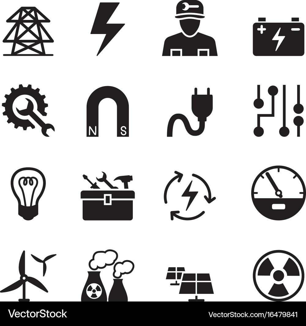 Basic electricity icons set Royalty Free Vector Image