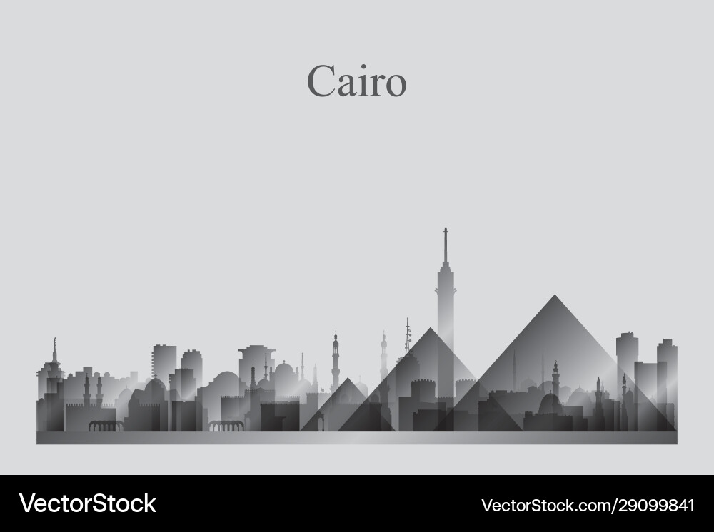 Cairo city skyline silhouette in a grayscale Vector Image