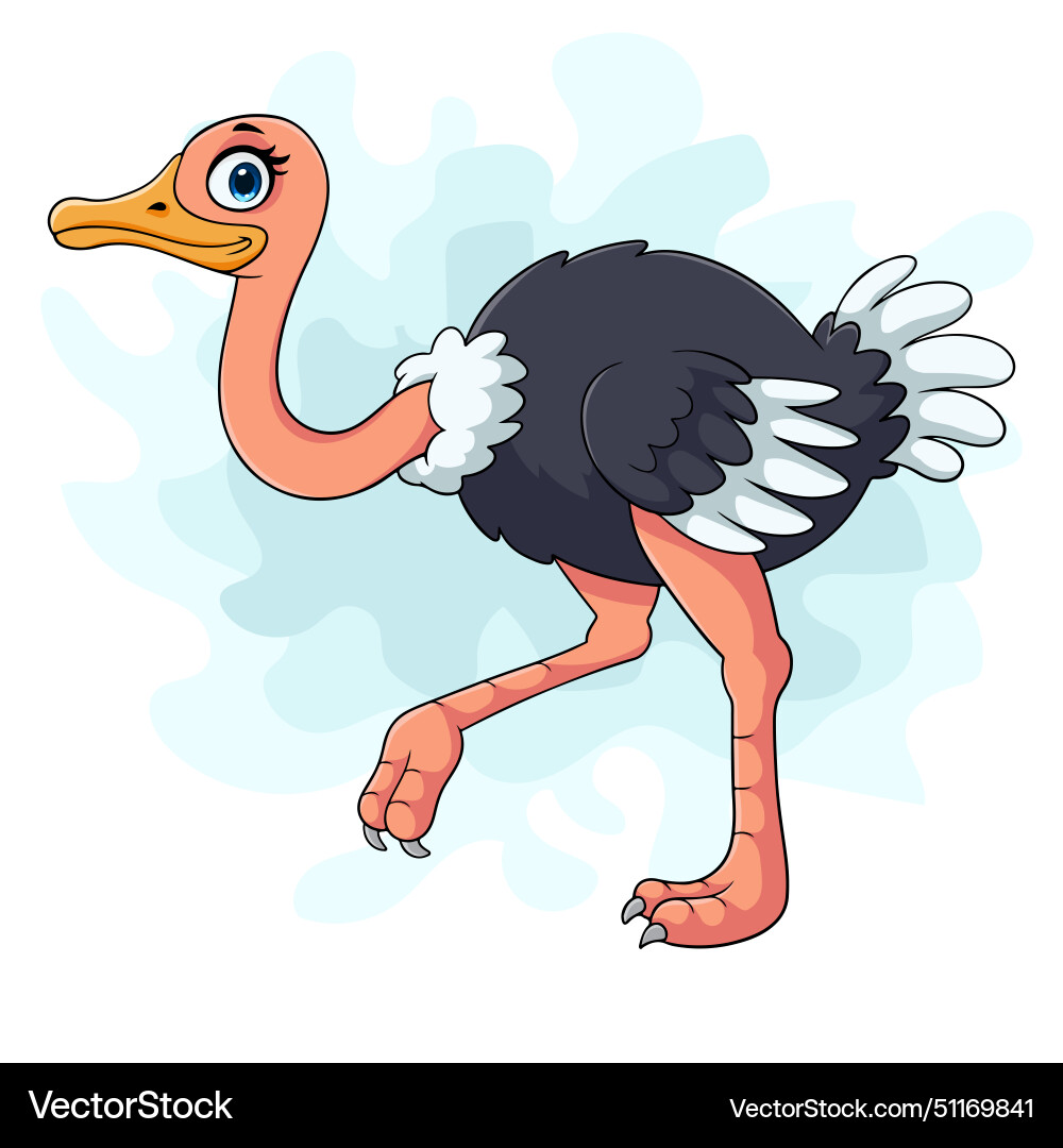 Cartoon ostrich on white background Royalty Free Vector