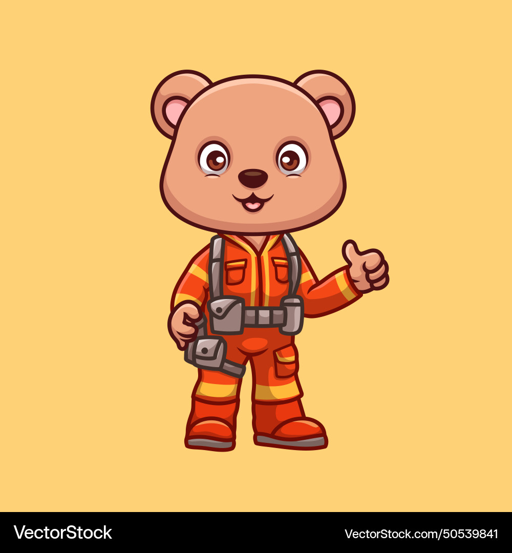 Firefighter bear cute cartoon character Royalty Free Vector