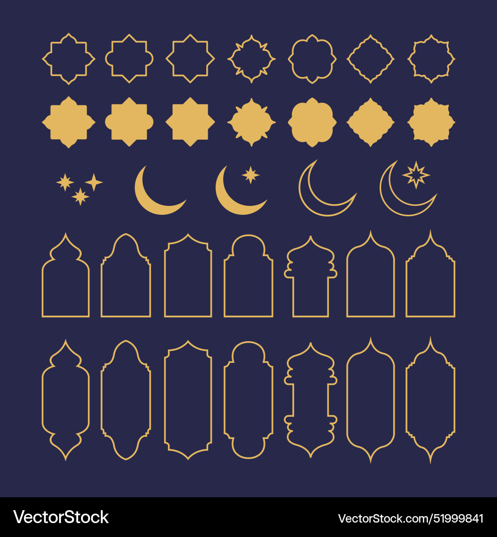 Islam mosque windows and arches set abstract Vector Image