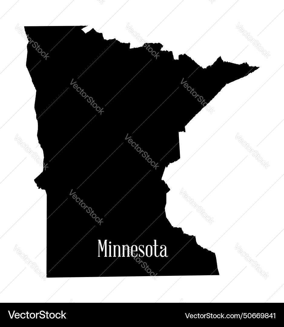 Minnesota state silhouette map Royalty Free Vector Image